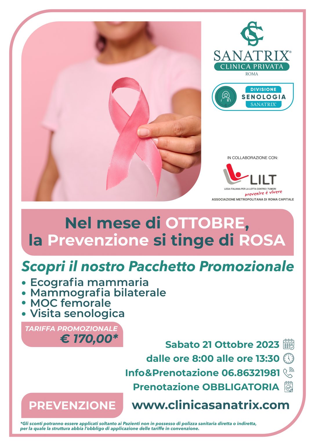 Ottobre Rosa 2023: Pacchetto Prevenzione Tumore al Seno